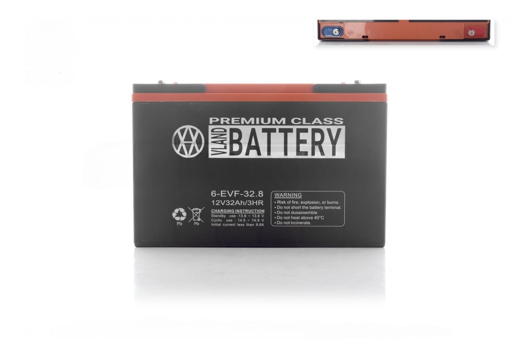 Аккумулятор AGM 12V 32A 267-78-170mm 6-EVF-32.8 тяговый “VLAND” (E-bike ...